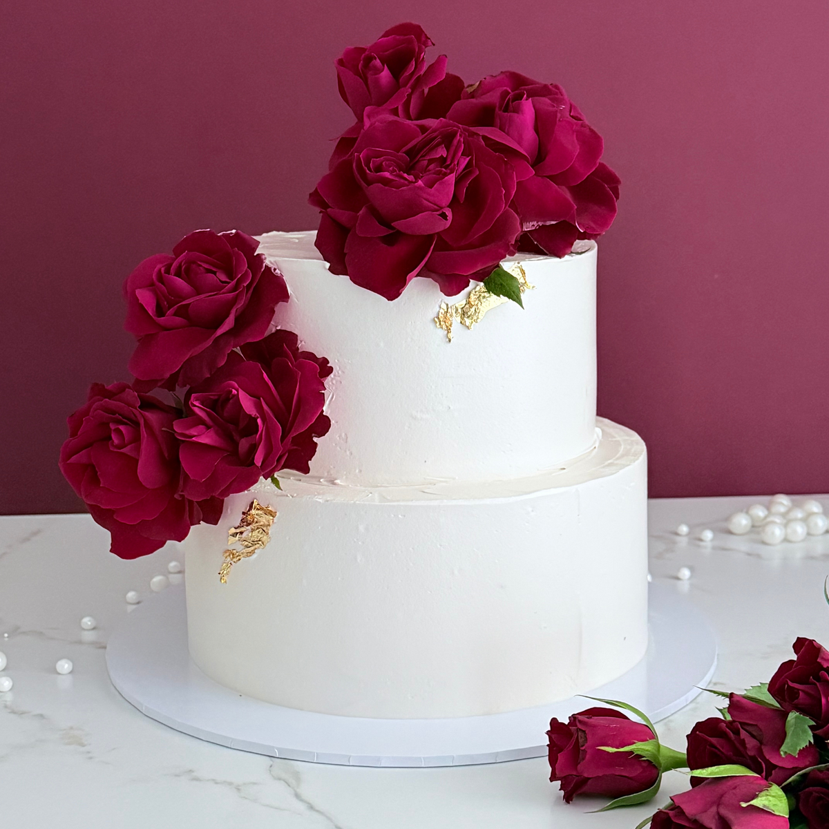 Red Rose Two Tier Cake | Grand & Elegant Design | London Delivery